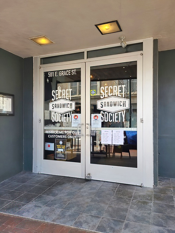 Secret Sandwich Society's sleek glass doors on Grace Street make you feel like you're entering an exclusive club.