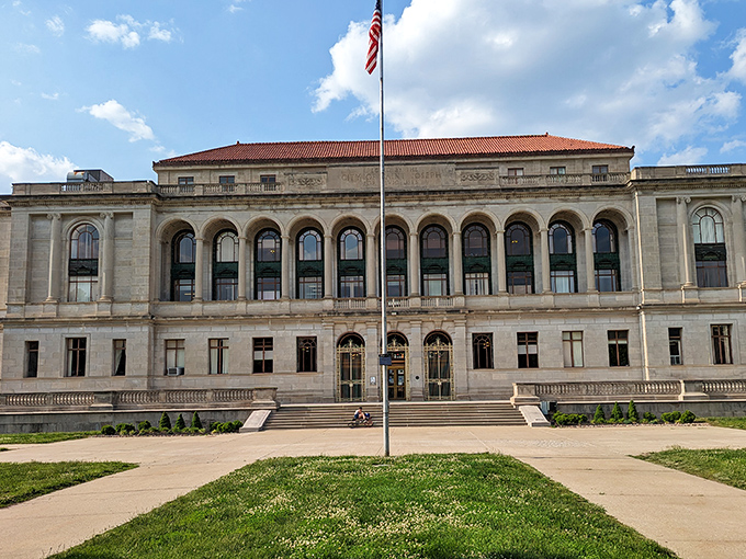 St. Joseph's courthouse stands as a quiet reminder of a city that once led the nation in speed, now content with its own peaceful rhythm.