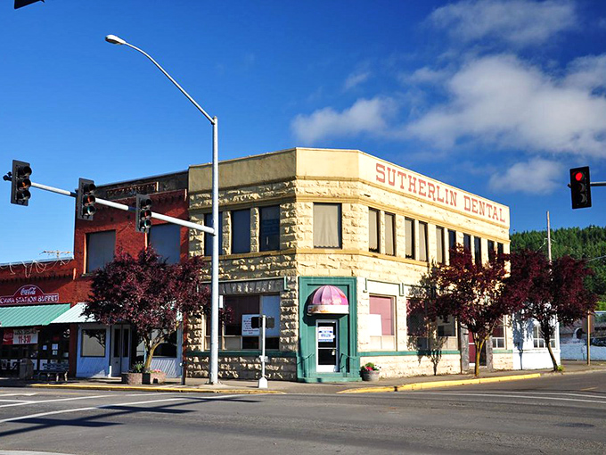 Stone buildings anchor this timber town's main street with the kind of permanence money can't buy.