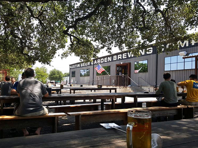 The Austin Beer Garden Brewing Co. stands ready for another day of crafting award-winning beers for thirsty Austinites.