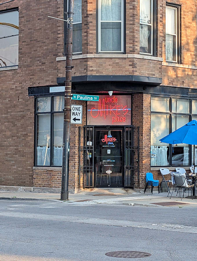 Uncle Mike's neon sign glows like a ruby in this brick corner building. Filipino-American breakfast treasures await inside.