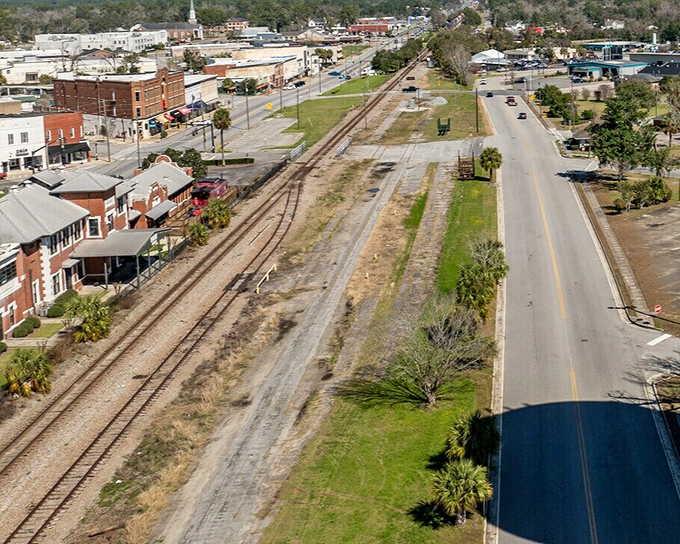 The view from above shows Waycross as nature intended&mdash;a community nestled among Georgia's green embrace.