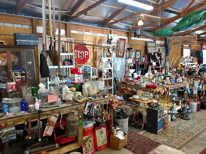 This covered treasure trove looks like American Pickers meets your grandmother's attic, with every corner hiding something absolutely wonderful and unexpected.