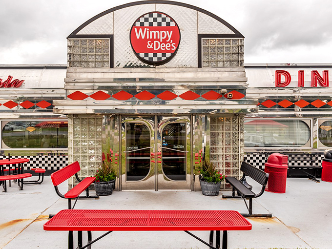 Wimpy & Dee's checkerboard facade and glass blocks create the perfect backdrop for your "I found the best diner ever" selfie.