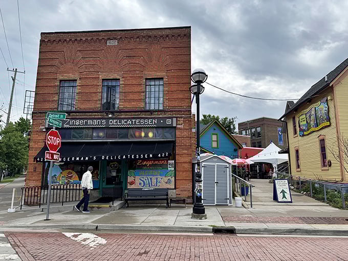 Historic brick and architectural details hint at the sandwich artistry happening inside this Ann Arbor institution.