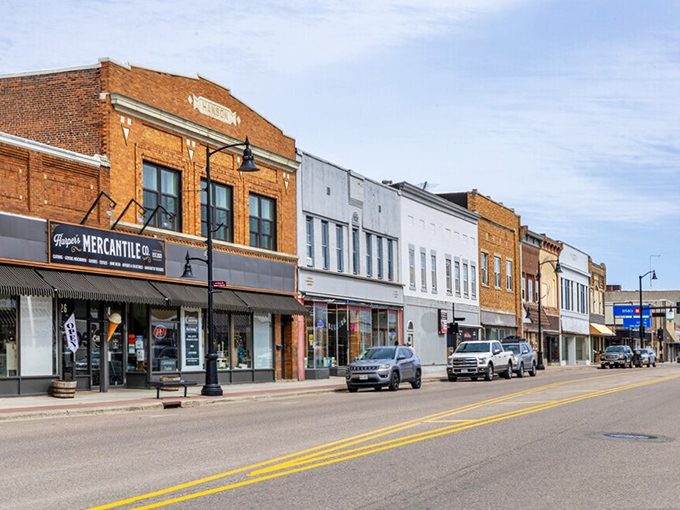 Small-town pride shines through every storefront window and freshly painted building facade here.