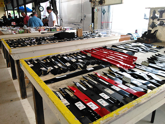 Knives display like a chef's dream collection while shoppers discover tools for every possible need.