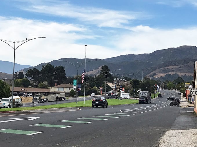 The mountains rising behind Buellton remind you that in California, scenic beauty is never more than a glance away.