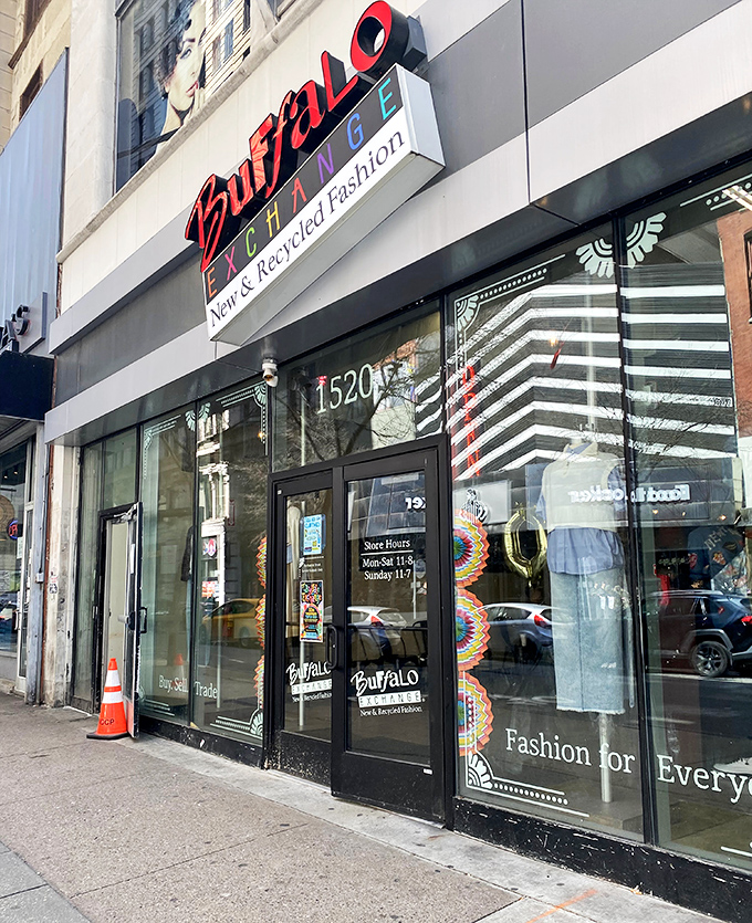 Sleek and stylish, Buffalo Exchange stands out among city storefronts. Fashion recycling never looked so sophisticated!