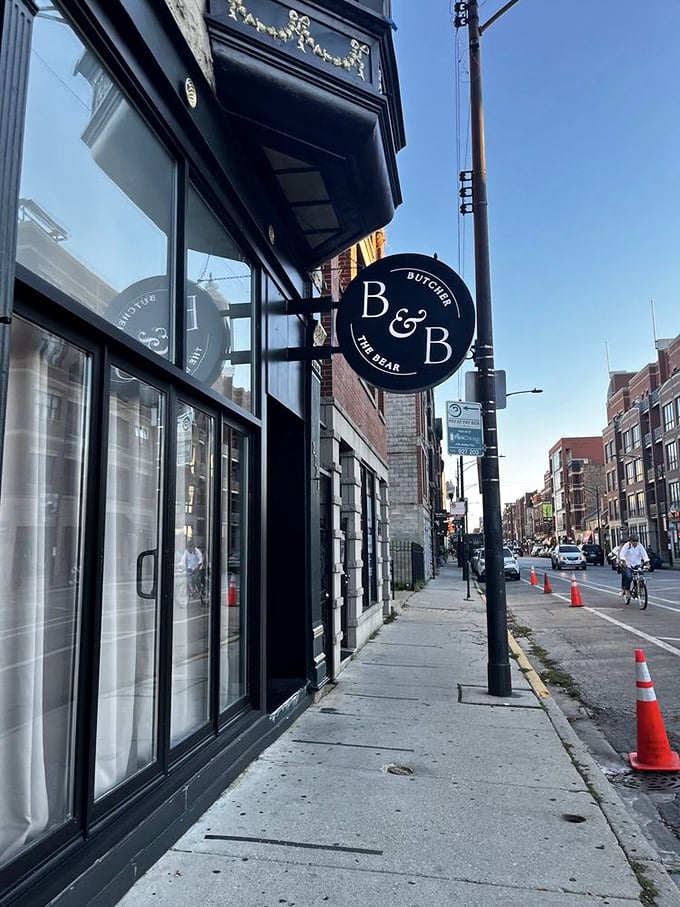 Urban elegance with classic black signage - sometimes the best steakhouses whisper rather than shout. 