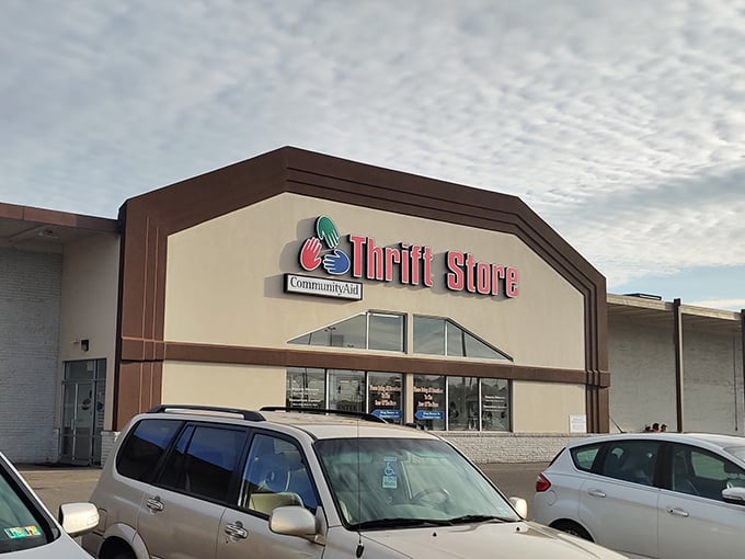 That classic thrift store design combines nostalgia with modern organization - the best of both shopping worlds.