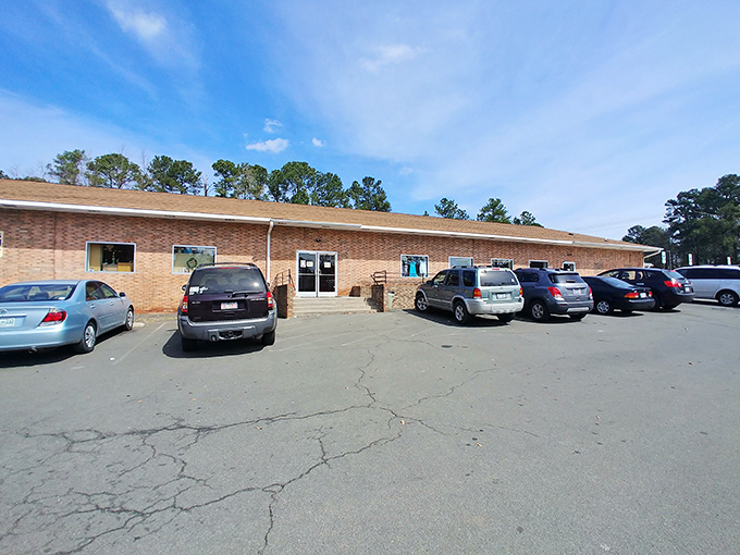 The spacious brick exterior of Durham Rescue Mission Thrift Store offers plenty of parking for serious shoppers. This unassuming building houses thousands of potential treasures!