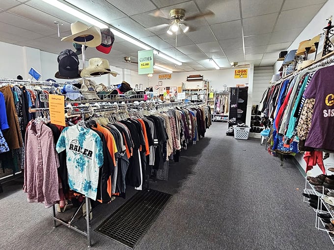 Cowboy hats and colorful shirts line the walls of this no-frills treasure trove. In Ellis, even the thrift stores maintain that authentic Kansas character!