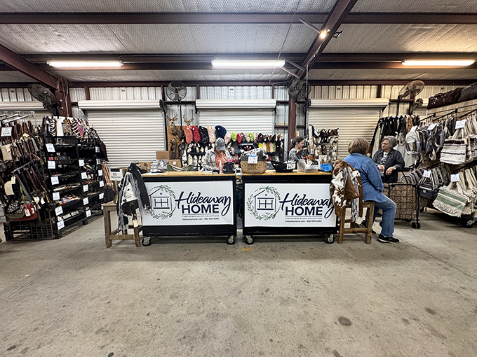 Even on rainy days, the covered areas of First Monday Trade Days keep commerce flowing. True bargain hunters never let a little weather stop them!