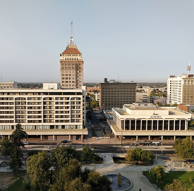 Wide boulevards and established neighborhoods provide comfortable living in California's agricultural heartland.