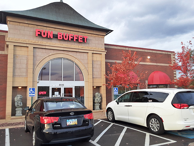 Fun Buffet's elegant stone entrance and red awnings invite you into a world where "all-you-can-eat" meets "better-than-you-expected" Asian cuisine.