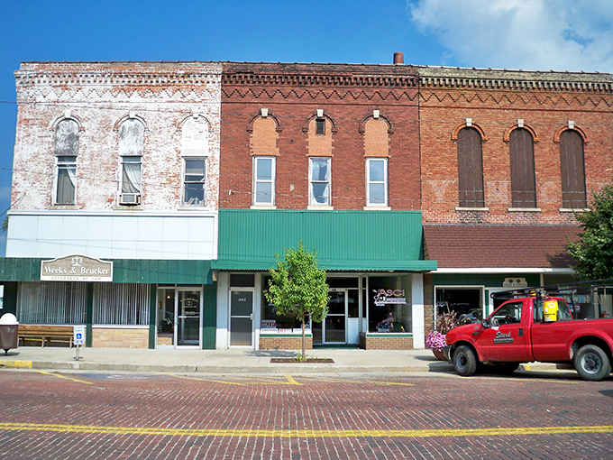 Vintage storefronts line Gibson City's main street, where nearby neighborhoods offer character-filled homes at fraction of big-city prices.