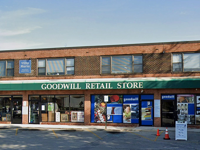 Goodwill's colorful window displays hint at the rainbow of possibilities inside. A kaleidoscope of pre-loved treasures awaits the patient explorer!