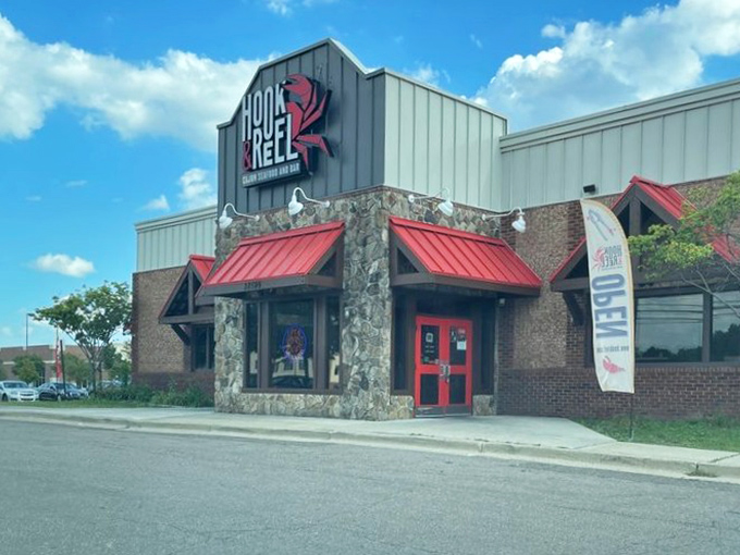 Hook & Reel's bold exterior matches the bold flavors waiting inside this Louisiana-inspired seafood destination.
