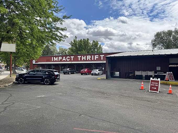 The unassuming parking lot doesn't hint at the bargains within&mdash;Impact Thrift's modest exterior hides extraordinary finds.
