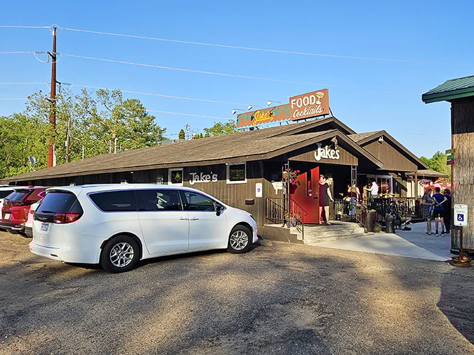 That packed parking lot tells the whole story&mdash;when locals choose Jake's, you know the steaks are absolutely worth the drive.
