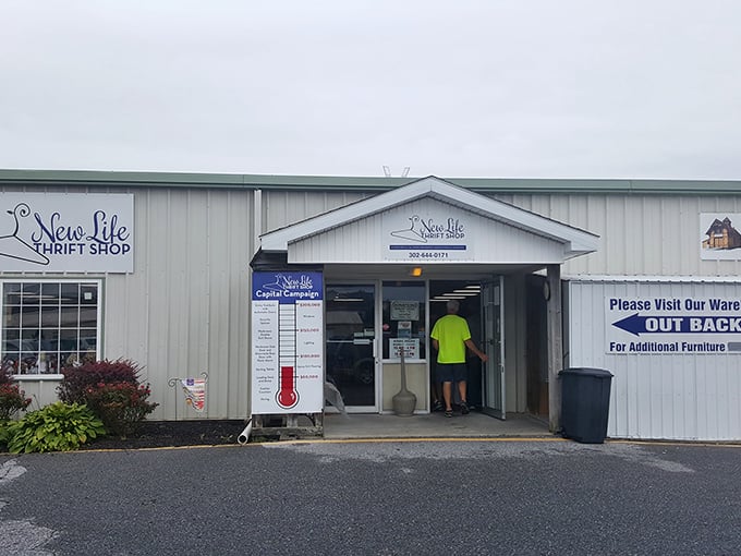 That warehouse-style entrance opens into Delaware's hidden gem for quality secondhand goods and treasures.