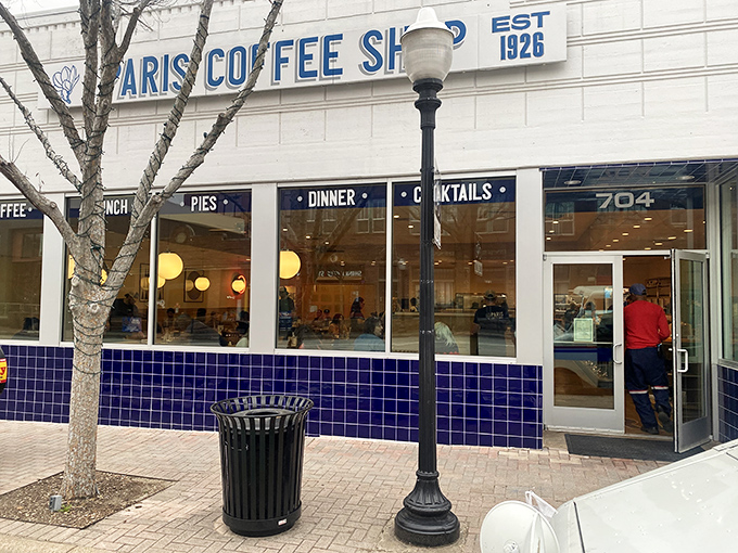 The bright, welcoming storefront of Paris Coffee Shop invites you in for pie that'll change your life.