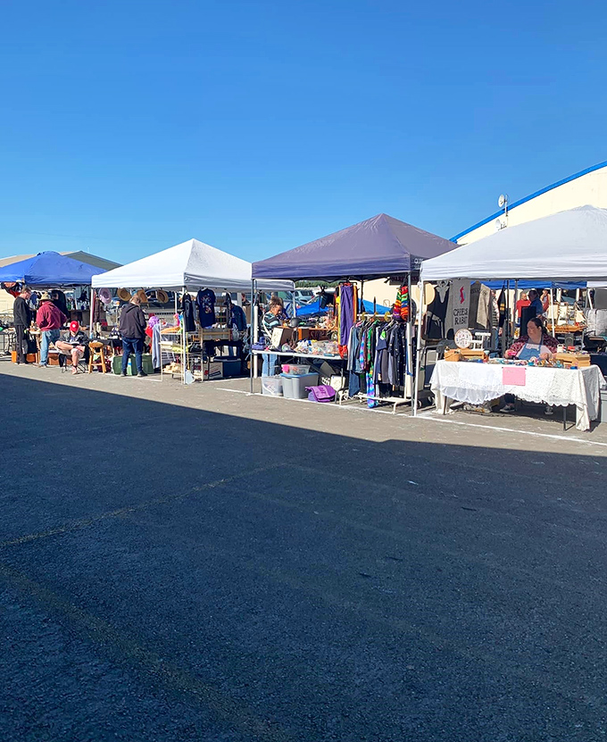 Tents at Polk create a country fair atmosphere where practical treasures meet under the big Oregon sky.