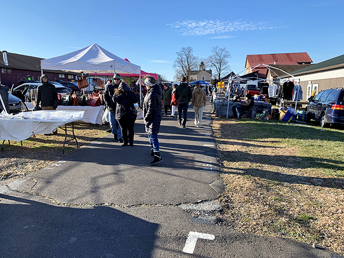 Under white tents at Rice's, vendors display their wares like artists at an outdoor gallery.