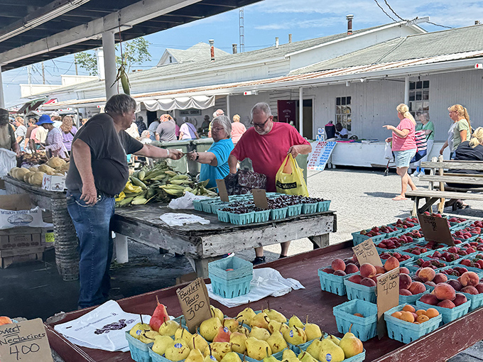 Fresh vegetables and homemade goods reflect the agricultural heritage of this special farming community.