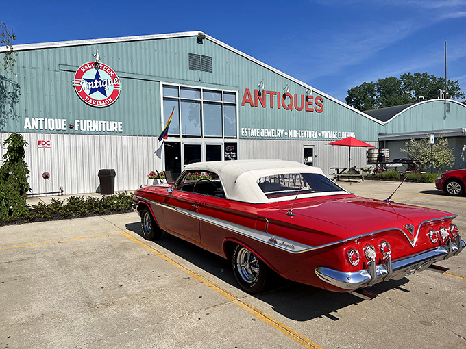 The pavilion design lets natural light showcase every vintage treasure to its best advantage.