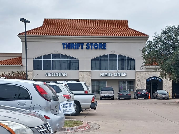 The Vincentian Family Center combines mission with merchandise under that distinctive terracotta roof.