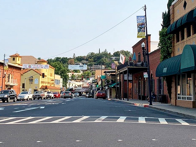 The old Sonora hotel, with its inviting porch and beautiful stone exterior, looks like the perfect place to unwind.