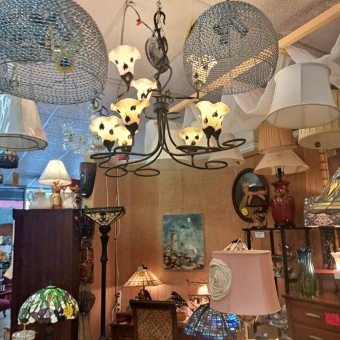 Beautiful lighting showcases each piece like the work of art it truly is inside.