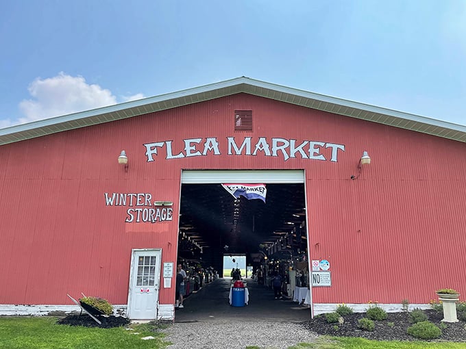 Inside the barn at Tecumseh, vendors create a rustic shopping experience where history meets modern bargain hunting.