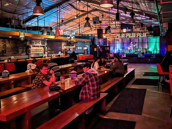 Inside ABGB, long tables and industrial charm create the perfect backdrop for sampling their freshly brewed liquid gold.