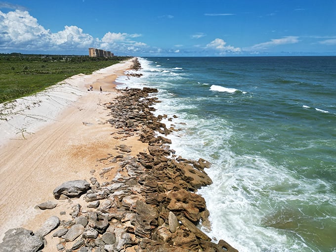 These ancient limestone shelves make this beach unlike any other along Florida's Atlantic coast.