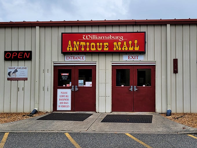 Red doors marked clearly with "Entrance" and "Exit" guide your journey through this time capsule of American domestic life.
