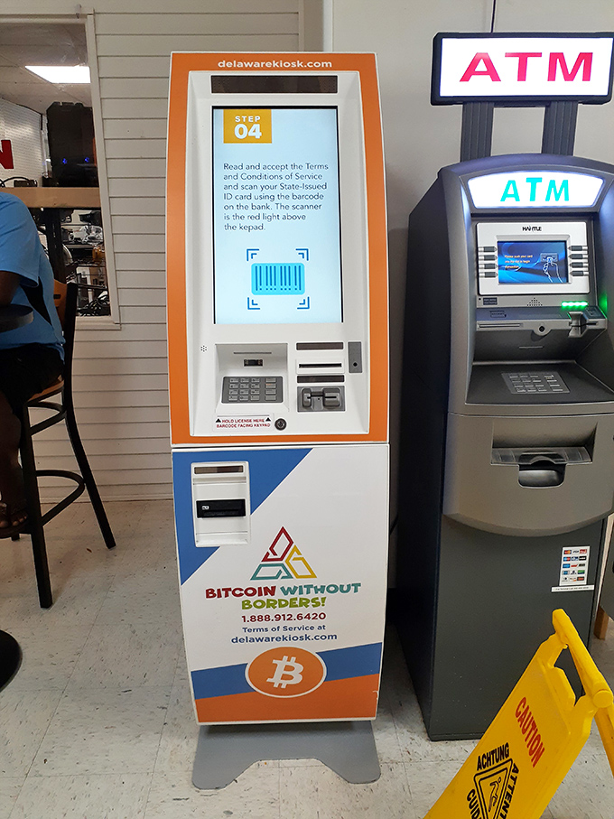 Modern meets traditional with Bitcoin and ATM machines standing ready. Even your payment methods get options at this market!