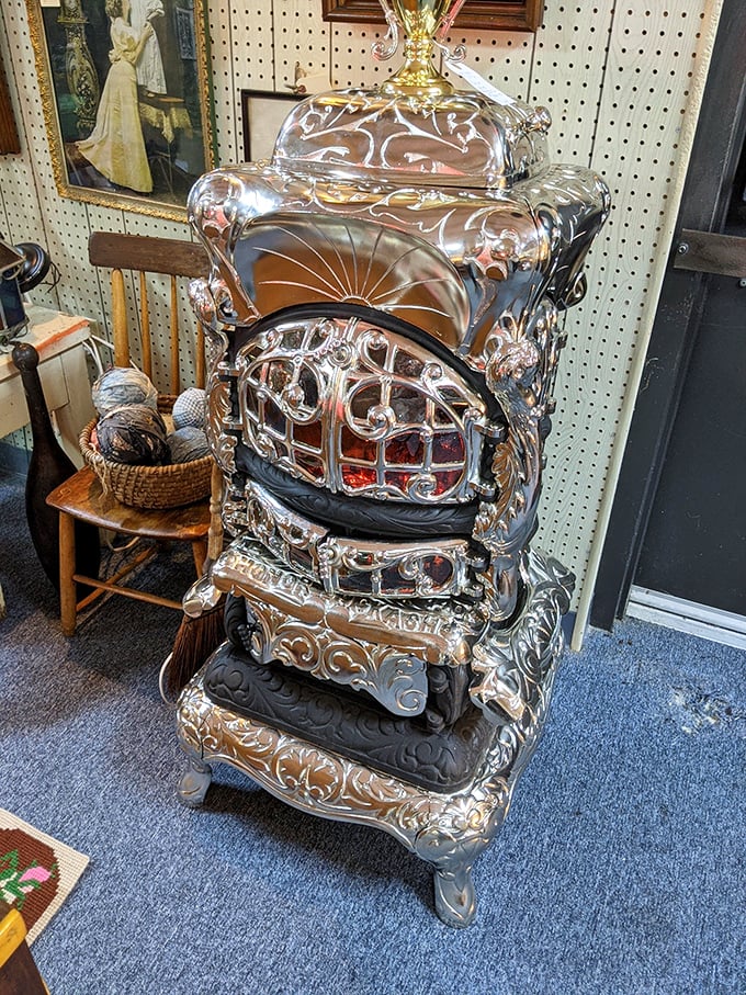 This ornate parlor stove didn't just heat homes&mdash;it was functional sculpture, the living room's crown jewel during Maryland winters.