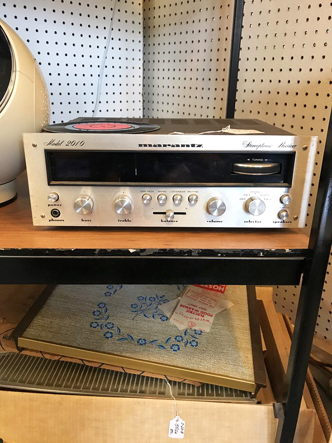 This Marantz stereo receiver once filled living rooms with Fleetwood Mac and heated debates about album sides. The knobs still turn with satisfying clicks.