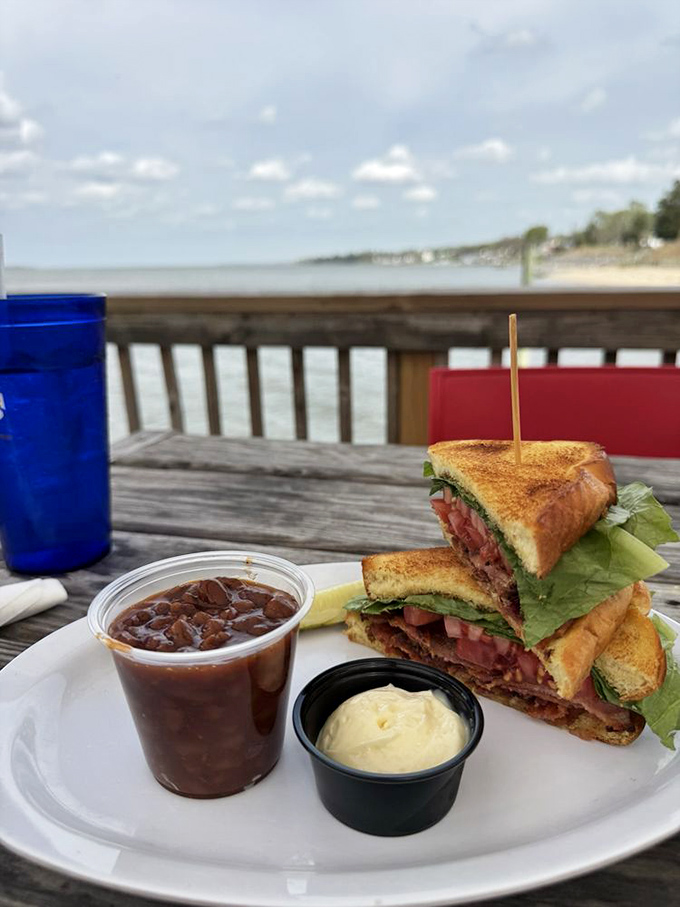 A sandwich with a view &ndash; perfectly toasted bread, layers of BLT goodness, and baked beans that didn't come from any can.