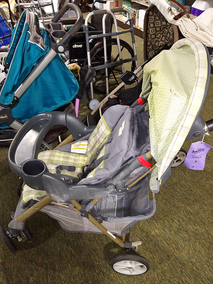 The stroller brigade stands ready for deployment. Why pay full price for something that will inevitably be covered in Cheerios dust?