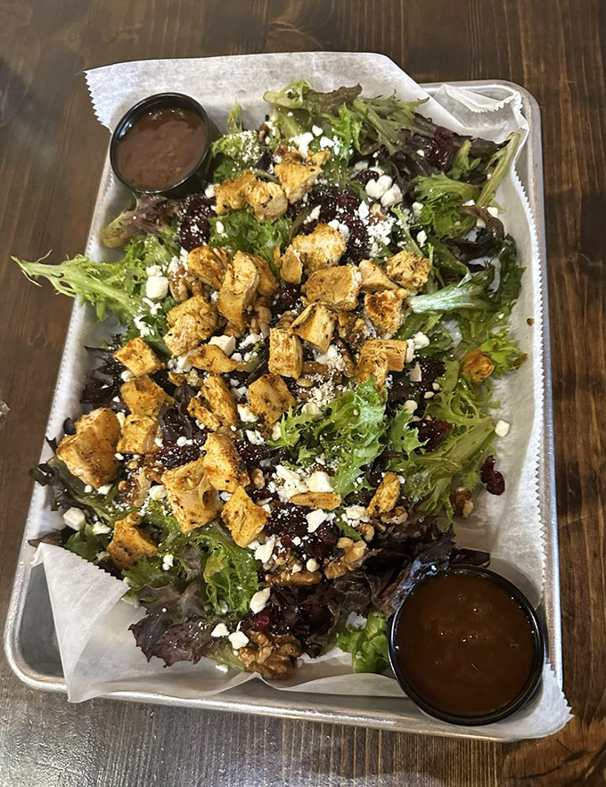 Even their salads mean business &ndash; grilled chicken, fresh greens, and a balsamic dressing that makes eating vegetables feel like cheating on your diet.