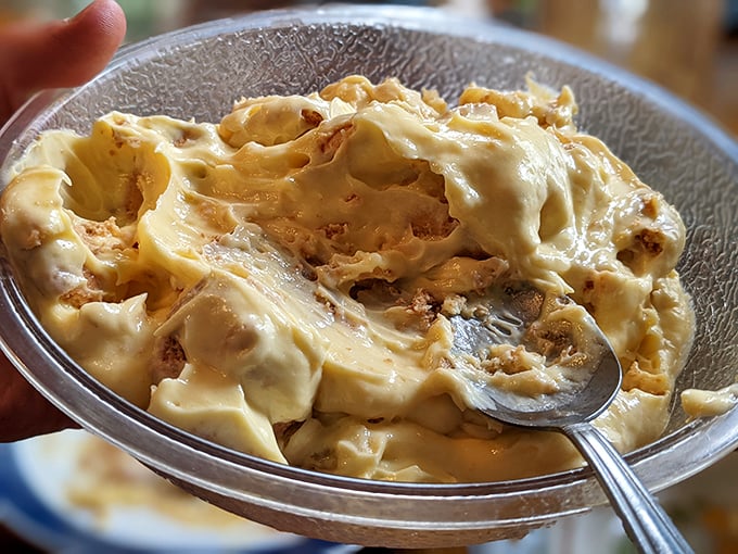 Banana pudding so creamy it should be illegal in at least twelve states. Comfort in a bowl that makes you forget all your troubles.