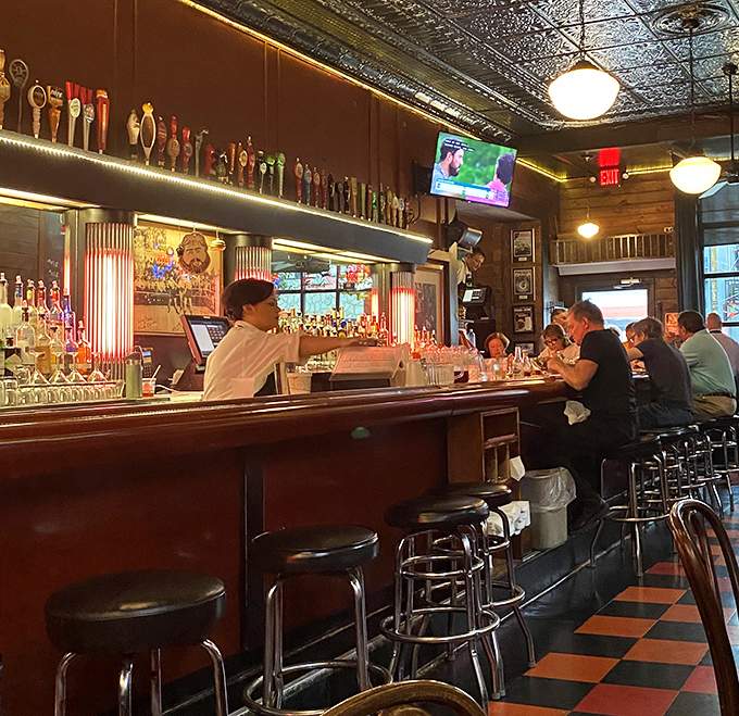 The bar at Tessaro's&mdash;where strangers become friends, friends become family, and everyone becomes a burger philosopher after round two.