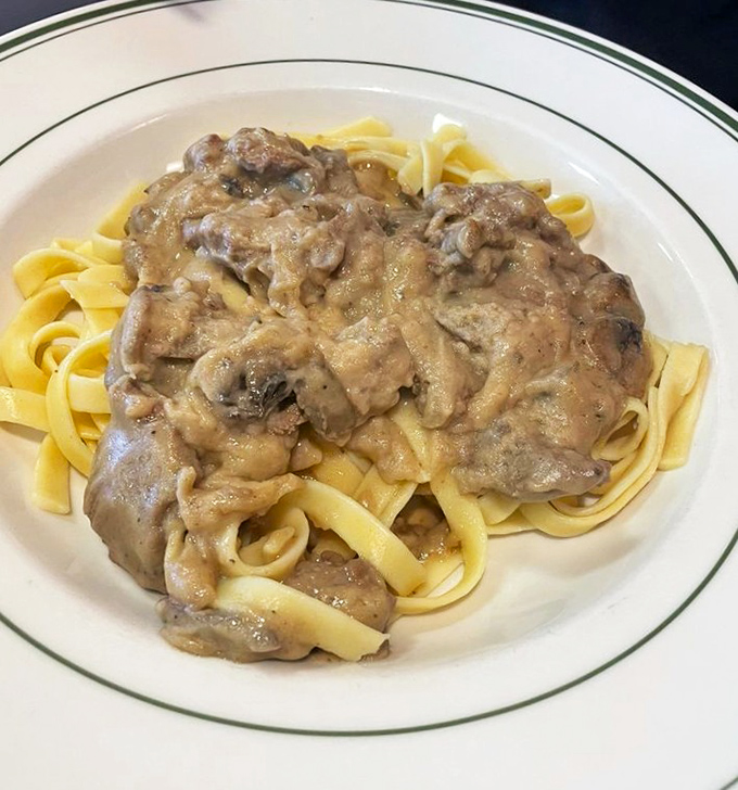 Beef stroganoff that respects tradition while still feeling like someone's grandmother is in the kitchen, watching to make sure you clean your plate.