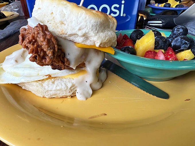 The breakfast sandwich that launched a thousand return visits – simple ingredients elevated through the magic of proper cooking technique.