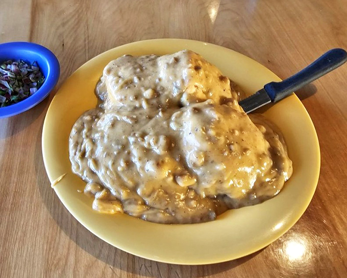 Biscuits and gravy so comforting it's like getting a warm hug from your favorite grandparent who happens to be an exceptional cook.