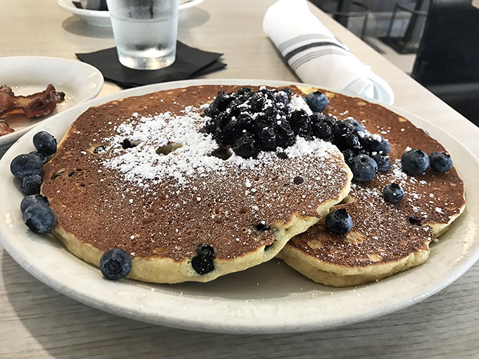 Blueberry pancakes that make you question why you ever settled for the frozen kind. Each bite is a fluffy reminder of breakfast's higher purpose.